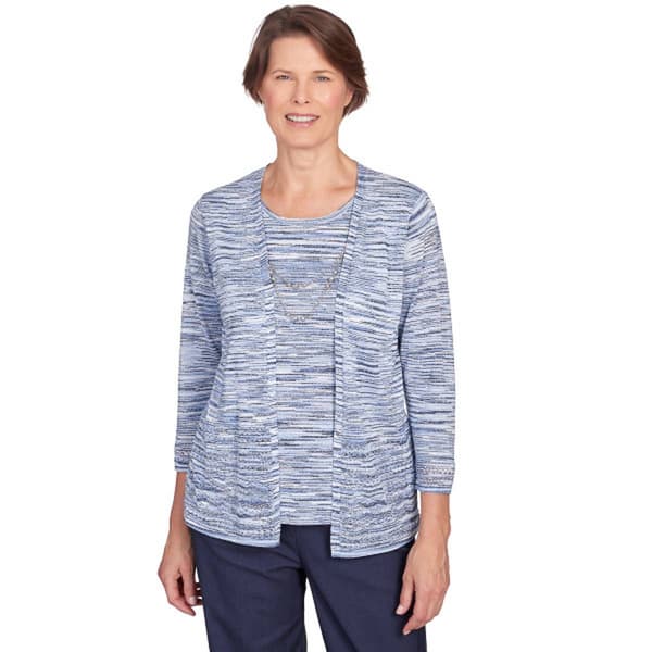 Plus Size Alfred Dunner A Fresh Start Space Dye 2Fer Sweater - Boscov's