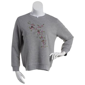 Womens Hasting & Smith Asymmetrical Birds Embroidered Sweatshirt - Boscov's