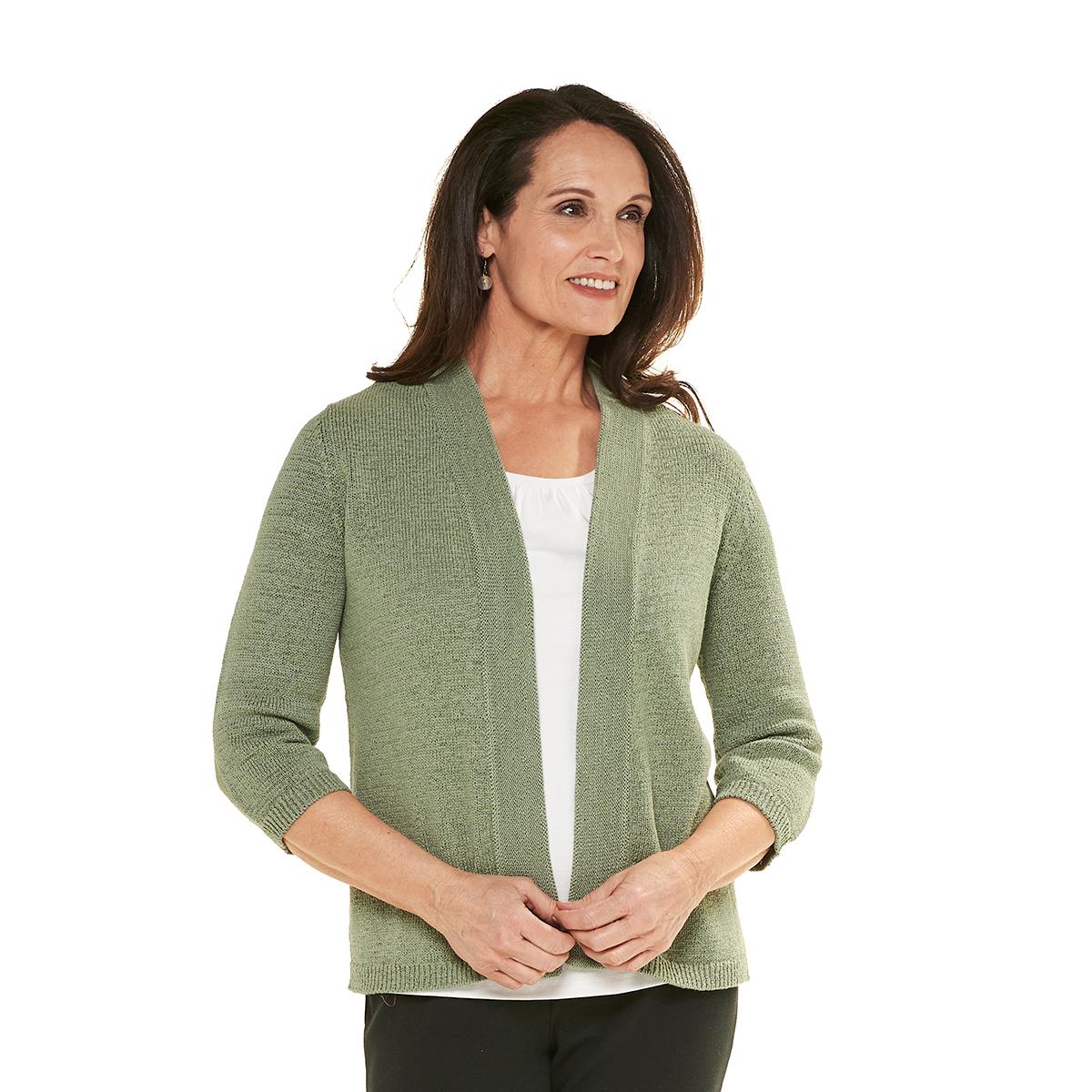 Click here for Womens Preswick & Moore(R) Open Front Tape Yarn Ca... prices