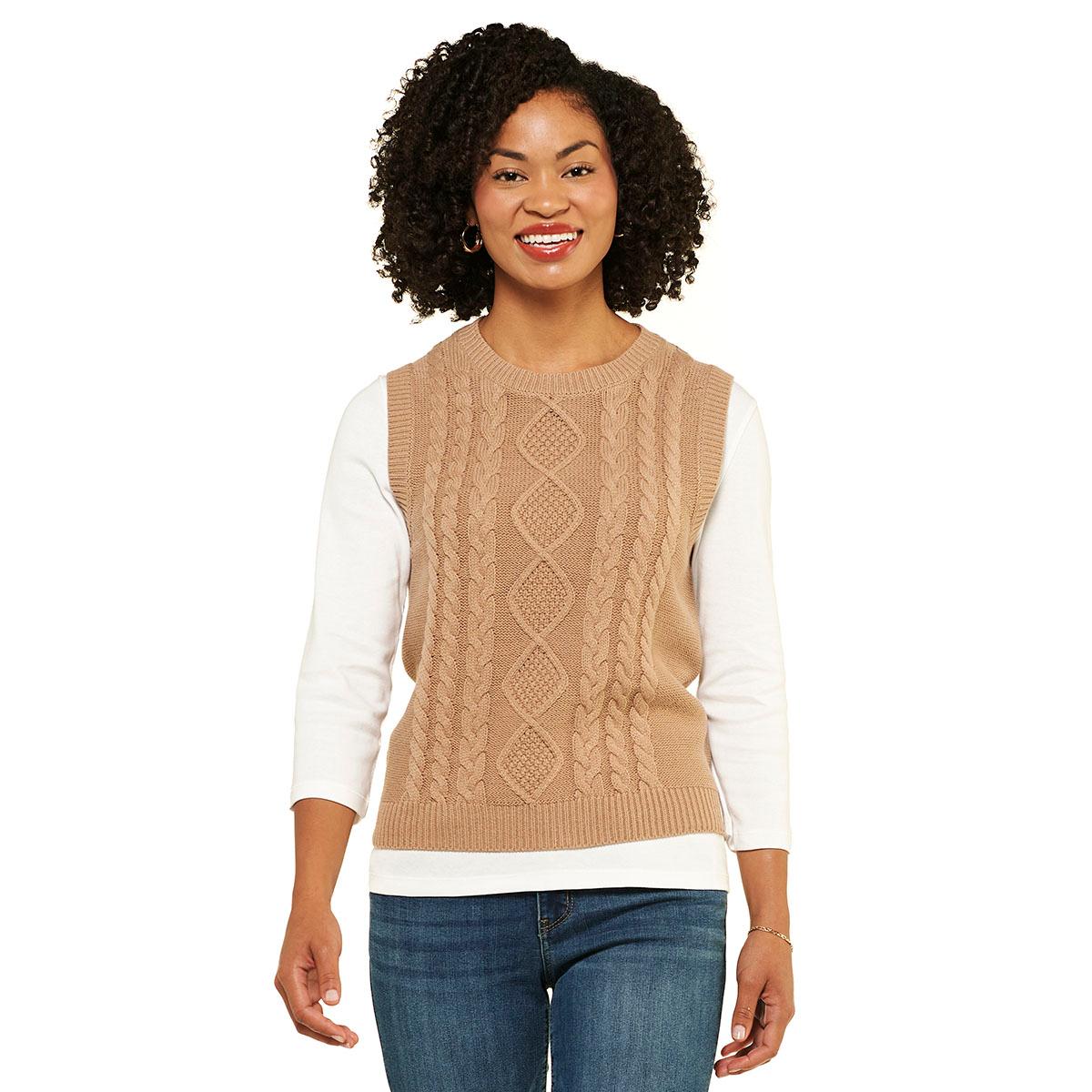 Click here for Petite Preswick & Moore(R) Sleeveless Cable Knit S... prices