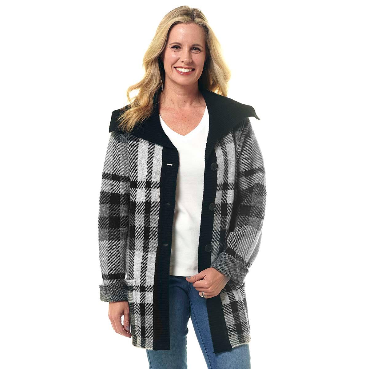 Click here for Womens Preswick & Moore(R) Plaid Jacquard Cardigan... prices