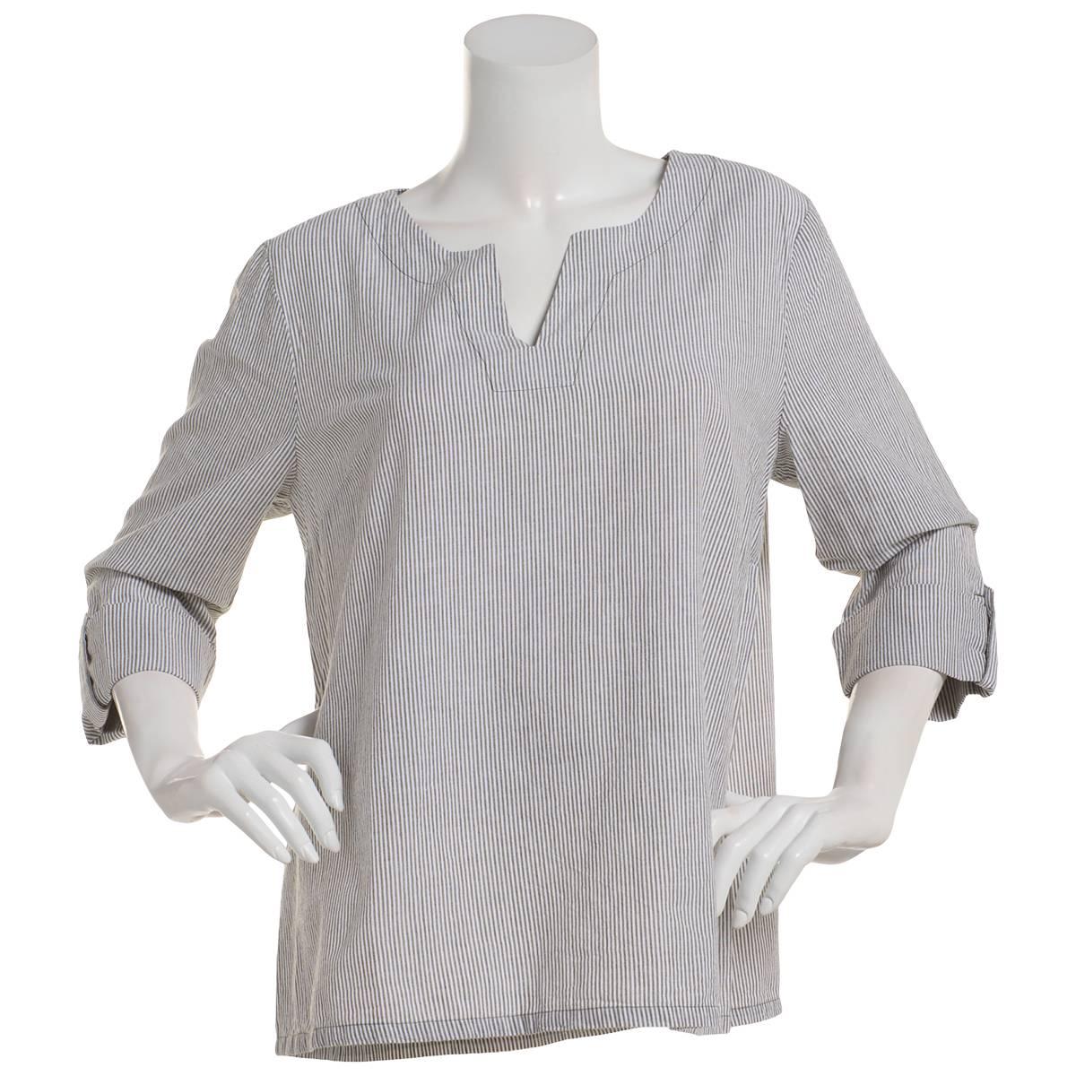 Click here for Plus Size Preswick & Moore(R) 3/4 Sleeve Railroad... prices