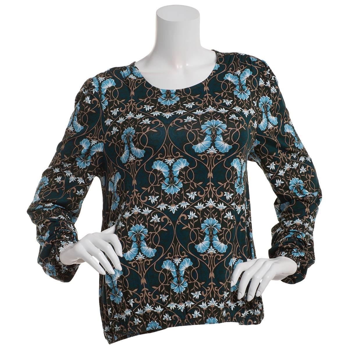 Click here for Petite Preswick & Moore(R) Long Sleeve Floral Ruch... prices