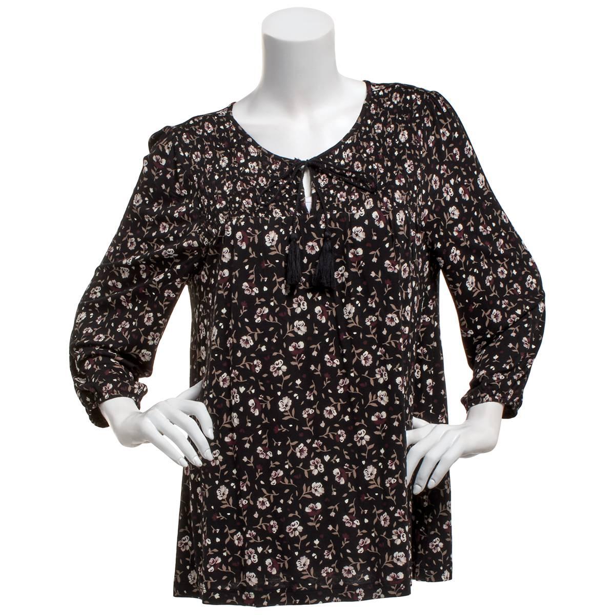 Click here for Petite Preswick & Moore(R) 3/4 Sleeve Poppy Keyhol... prices