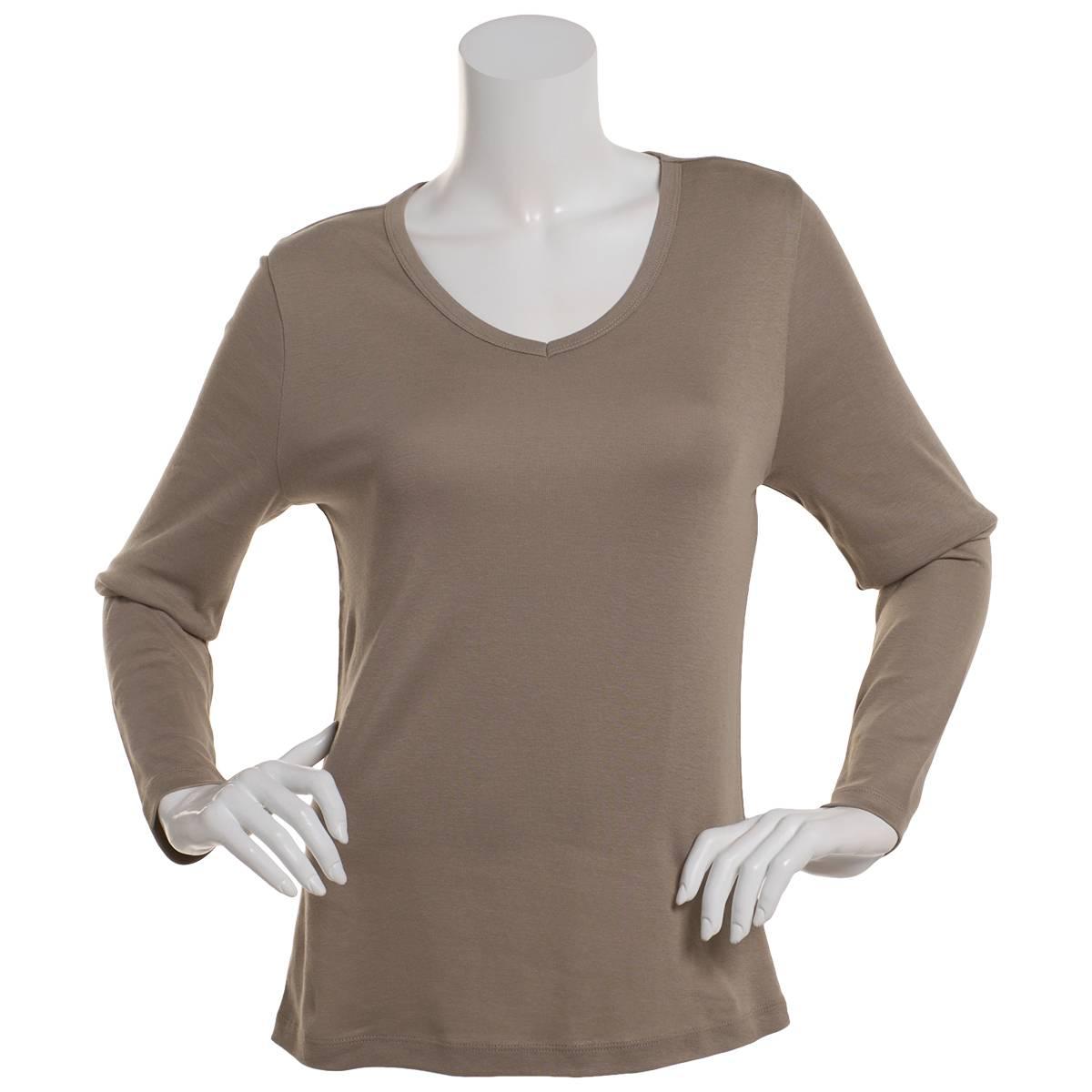 Click here for Womens Architect(R) Long Sleeve Solid Rib V-Neck T... prices