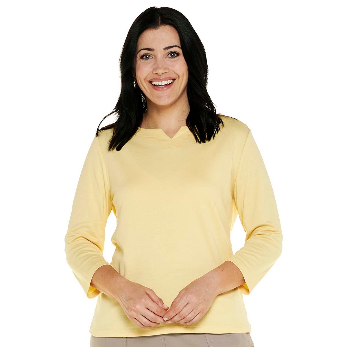 Click here for Plus Size Hasting & Smith Split Neck Tee with Shou... prices