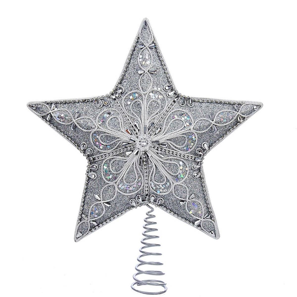 Click here for Kurt S. Adler 13.5in. Silver Star Treetop w/ Plati... prices