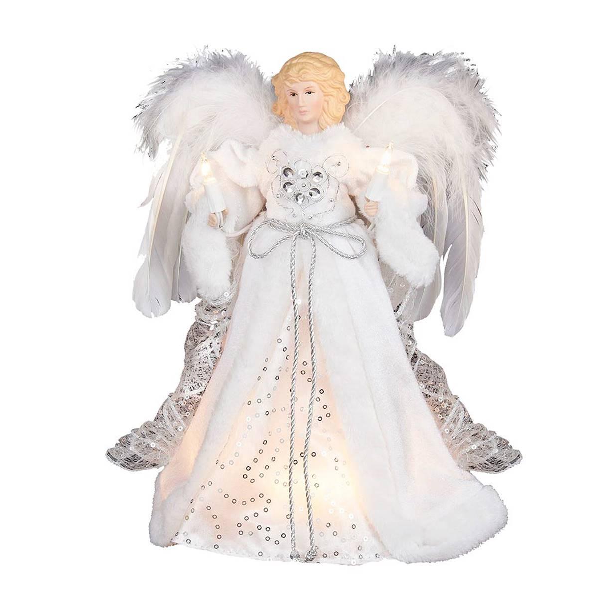 Click here for Kurt S. Adler 12in. UL 10-Light White & Silver Ang... prices