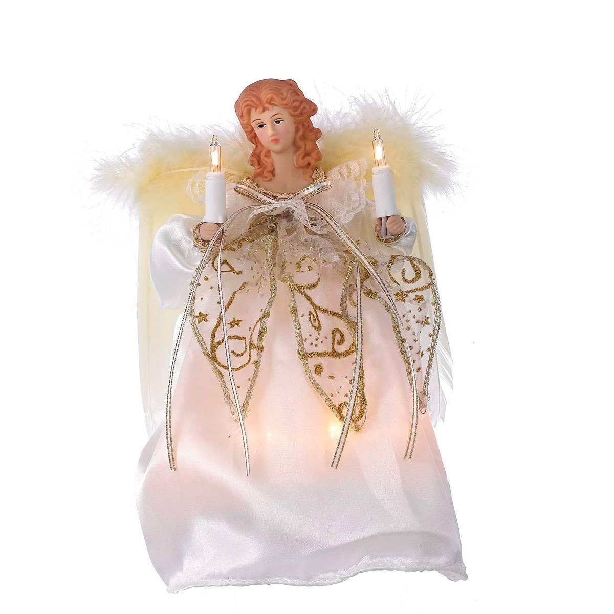 Kurt S. Adler 10-Light 9in. Ivory & Gold Angel Tree Topper