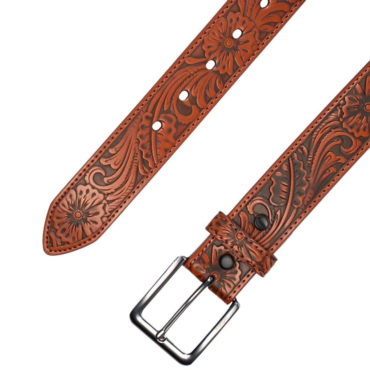 Click here for Mens Wrangler 38mm Bonded Floral Embossed Belt prices
