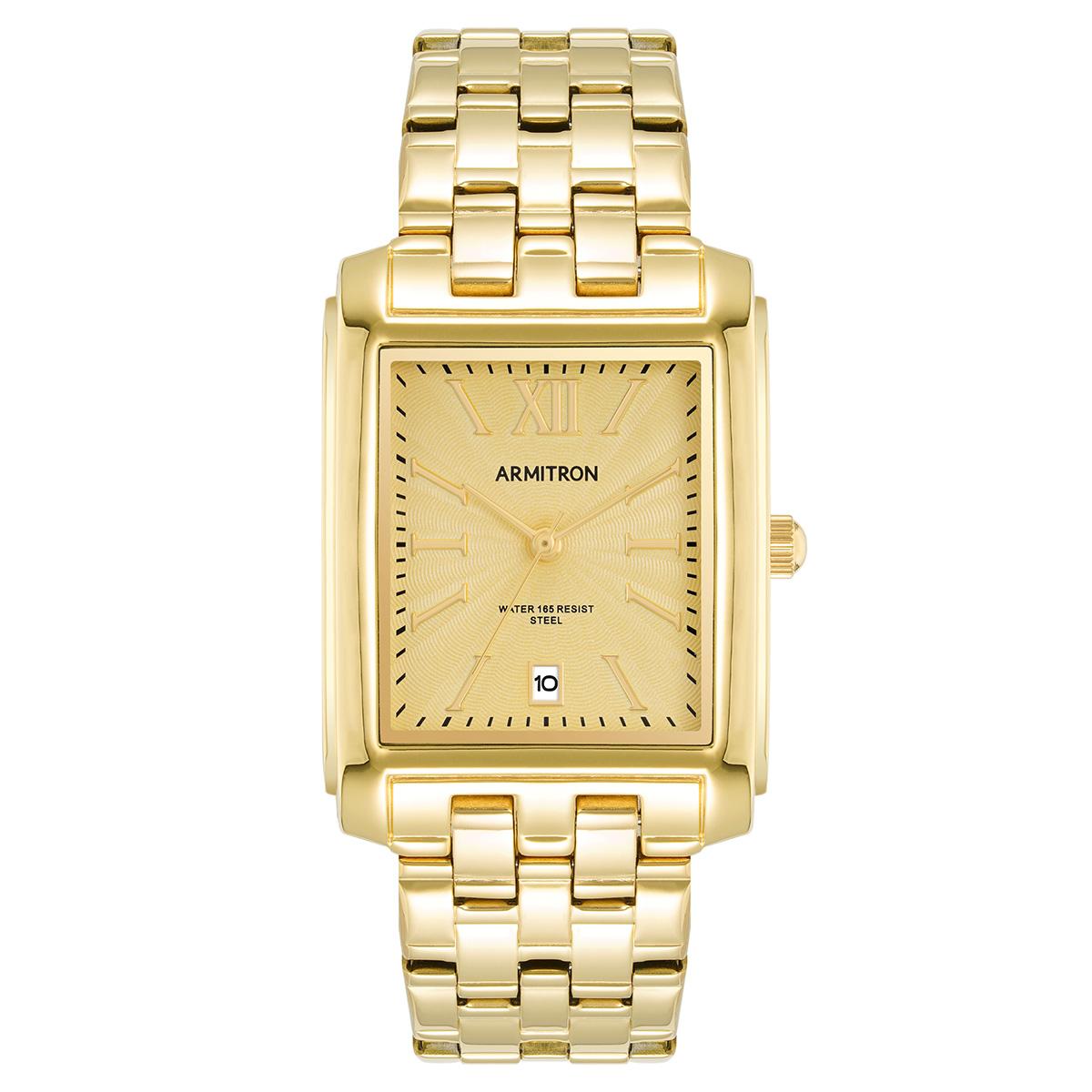 Mens Armitron Gold Bracelet Tank Watch - 20-5499CHGP