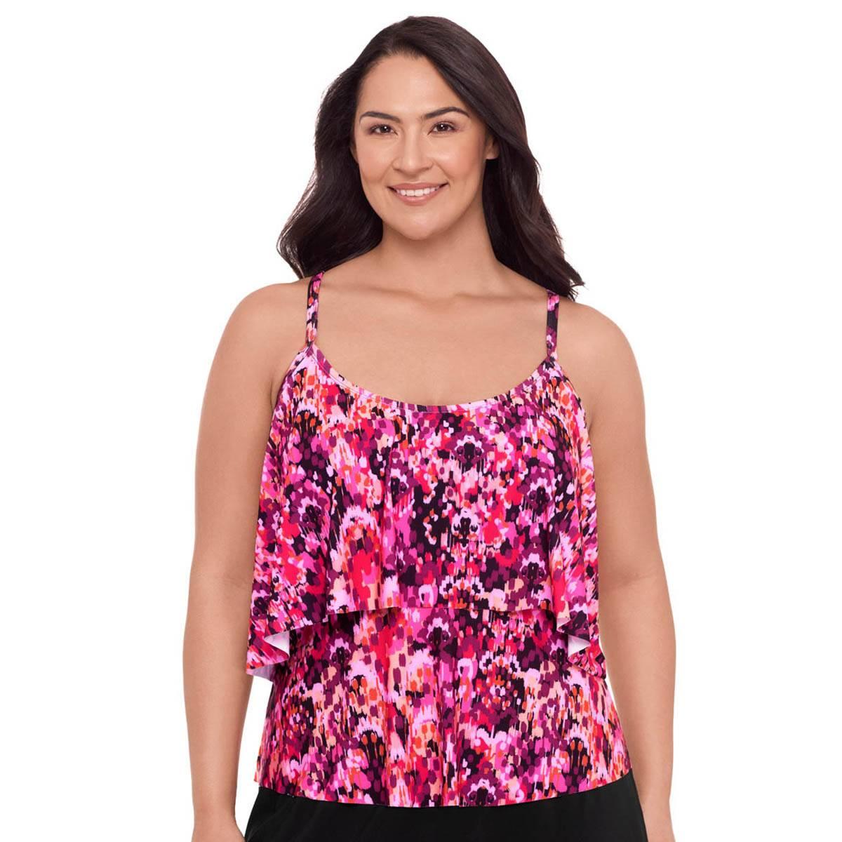 Click here for Plus Size American Beach Ikat Confetti Flounce Tan... prices