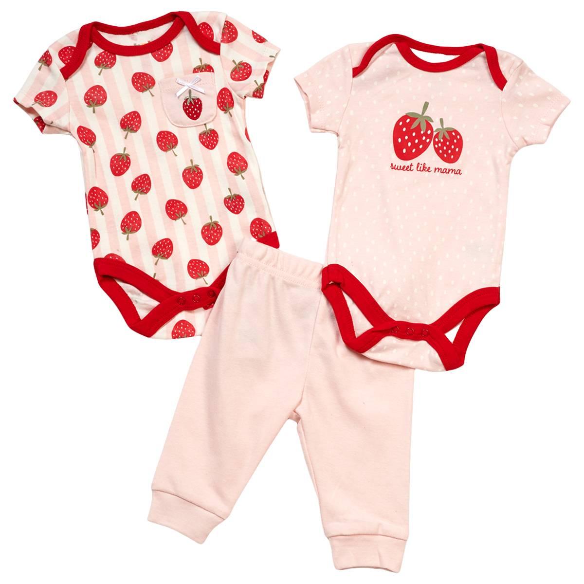 Click here for Baby Girl (NB-9M) Baby Gear(R) 3pc. Strawberry Bod... prices