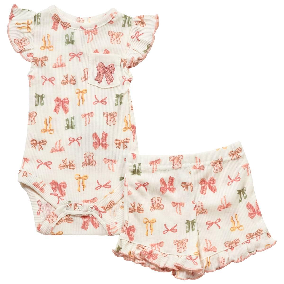 Click here for Baby Girl (NB-9M) Chick Pea Bows/Ruffle Romper & S... prices