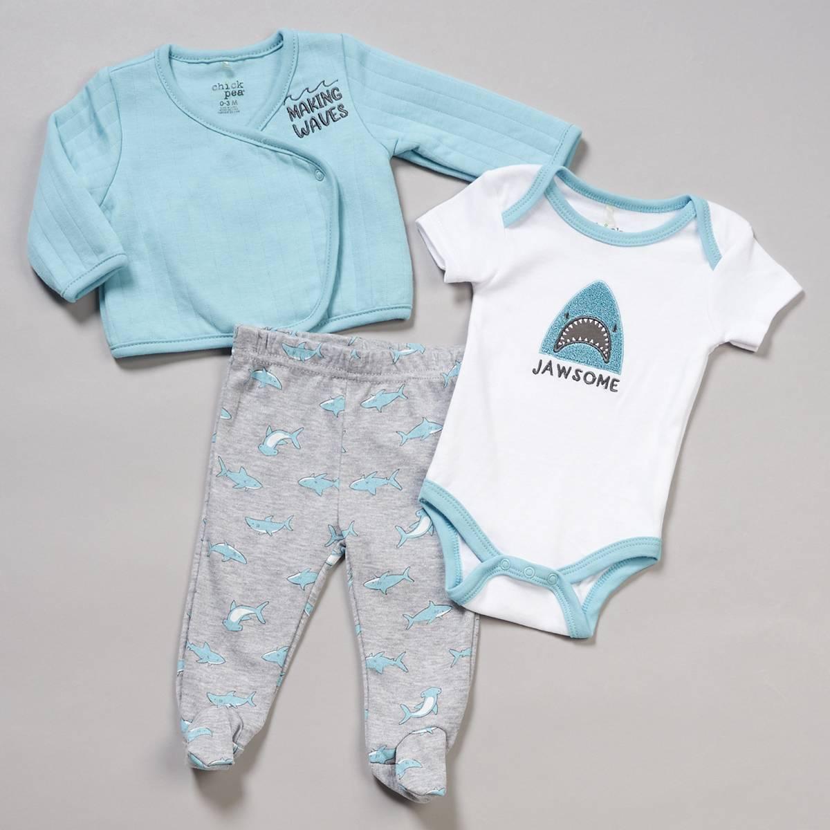 Click here for Baby Boy (NB-9M) Chick Pea(R) 3pc. Shark Quilted C... prices