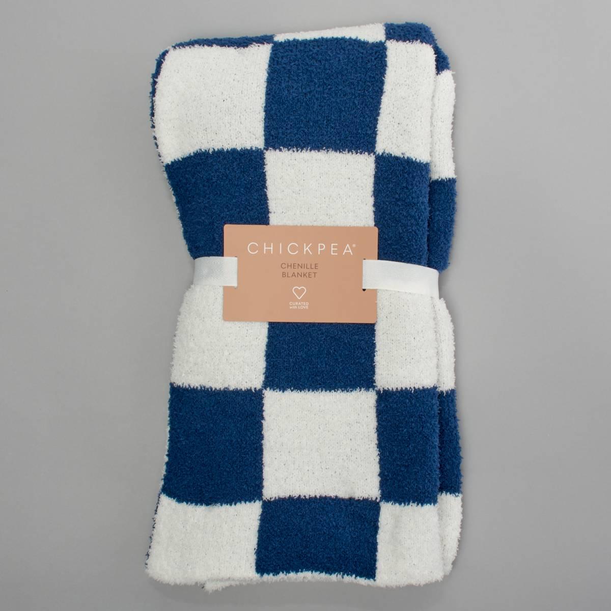 Click here for Chick Pea(R) Checkered Chenille Blanket- Blue prices