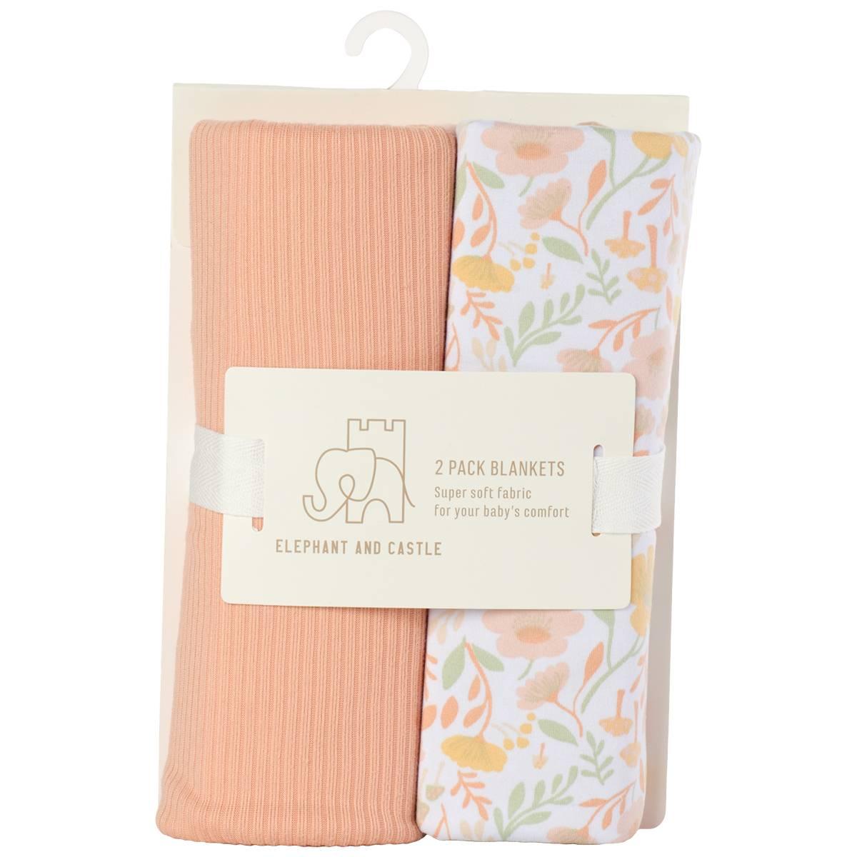 Click here for Elephant and Castle 2pk. Floral & Solid Rib Blanke... prices