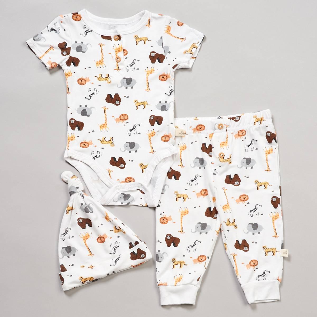 Click here for Baby Boy (NB-9M) Milkberry 3pc. Safari Bodysuit &... prices
