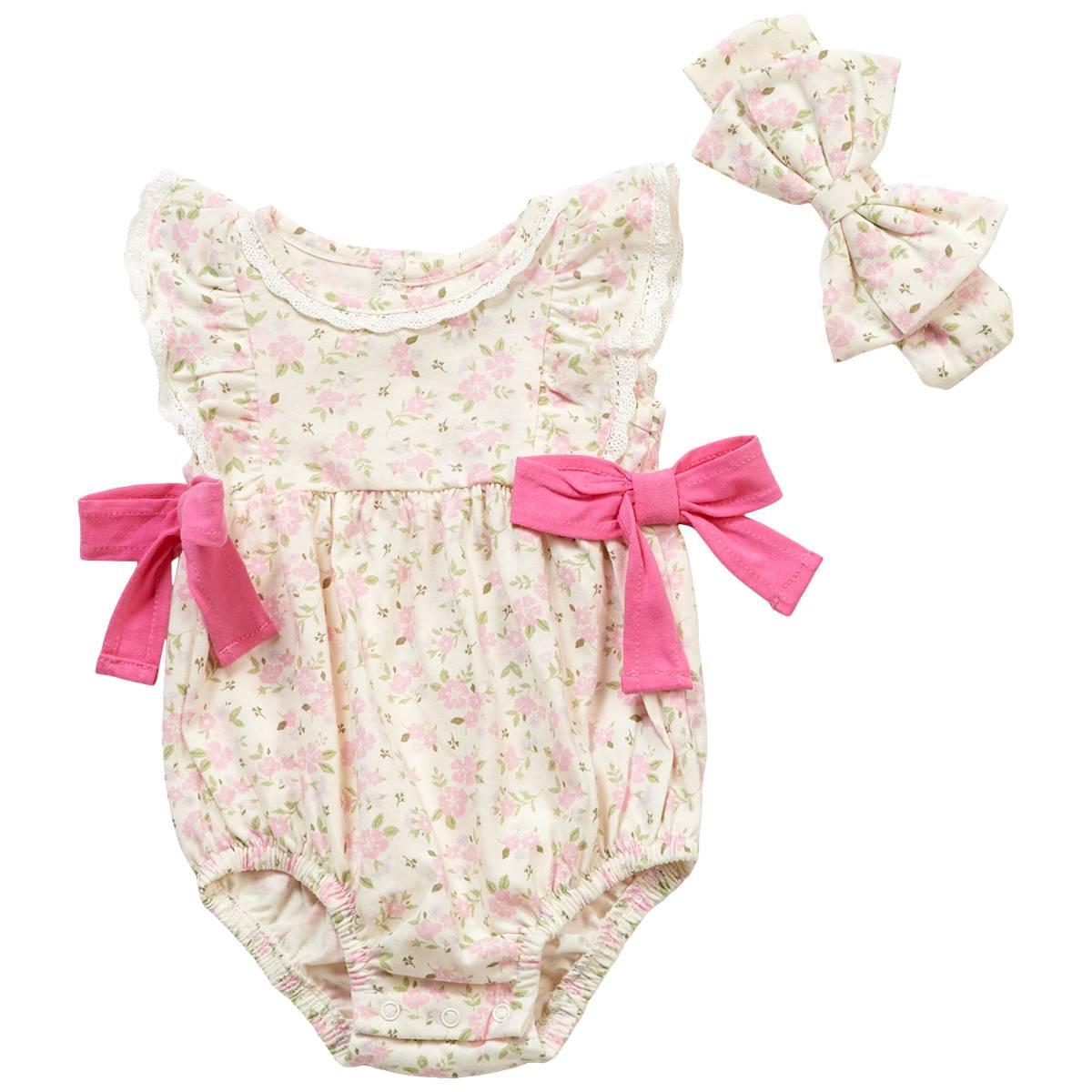 Click here for Baby Girl (NB-9M) Chick Pea 2pc. Romper With Bows prices