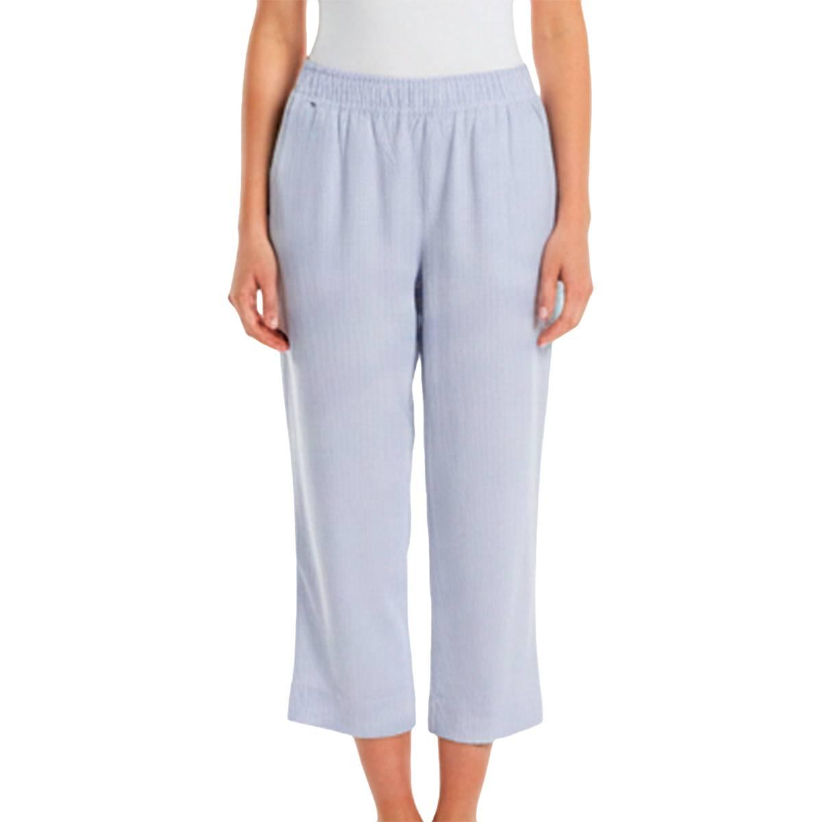 Click here for Plus Size Briggs Pull On Elastic Waist Linen Capri... prices