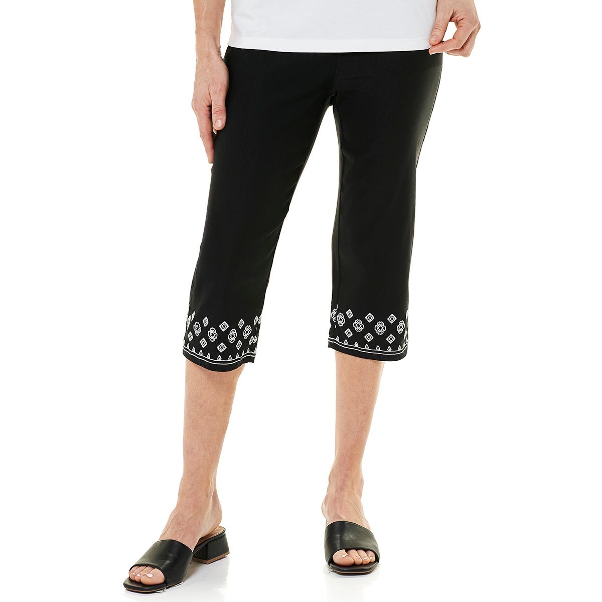 Click here for Plus Size Briggs Luxe Millen Embroidery Hem Capris prices