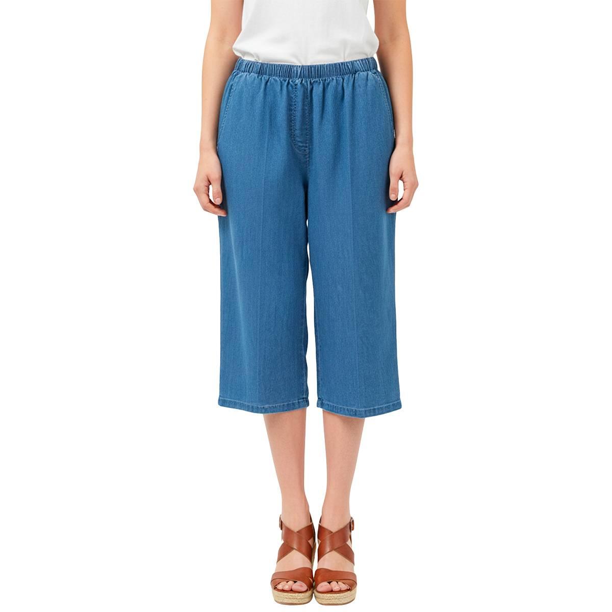 Click here for Womens Components Pleated Denim Capris - Short prices