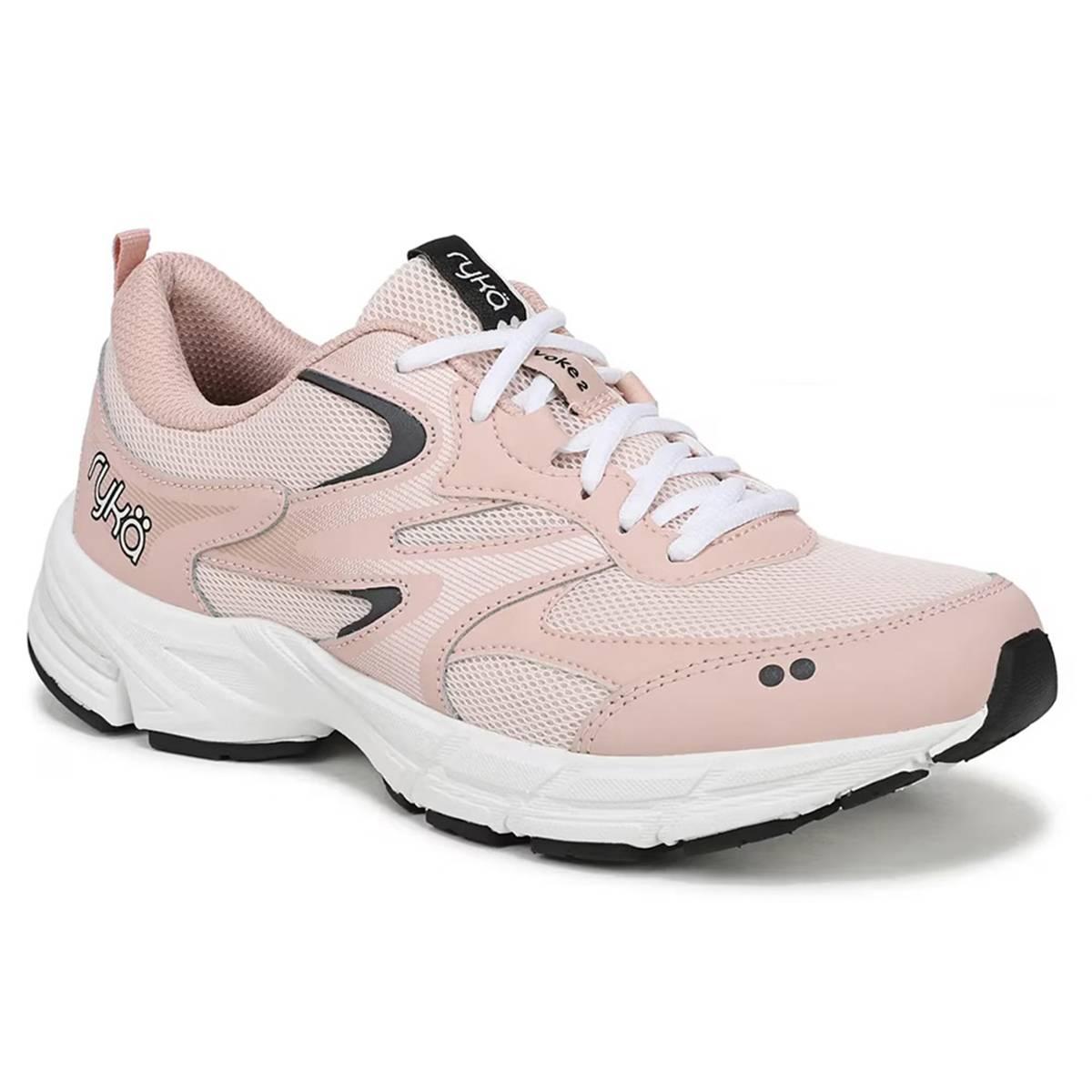Ryka Womens Invoke 2 Lace Up Walking Sneakers - Dusty Peach Leather/Mesh