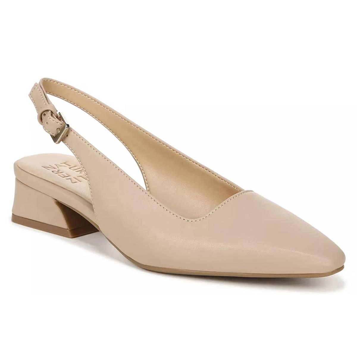 Naturalizer Womens Ginger Snip Toe Dress Slingbacks - Beige Faux Leather