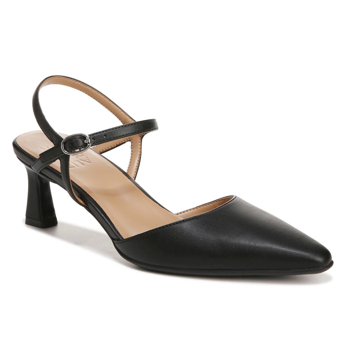 Naturalizer Womens Tara Pointed Toe Ankle Strap Pumps - Silver Faux Leather