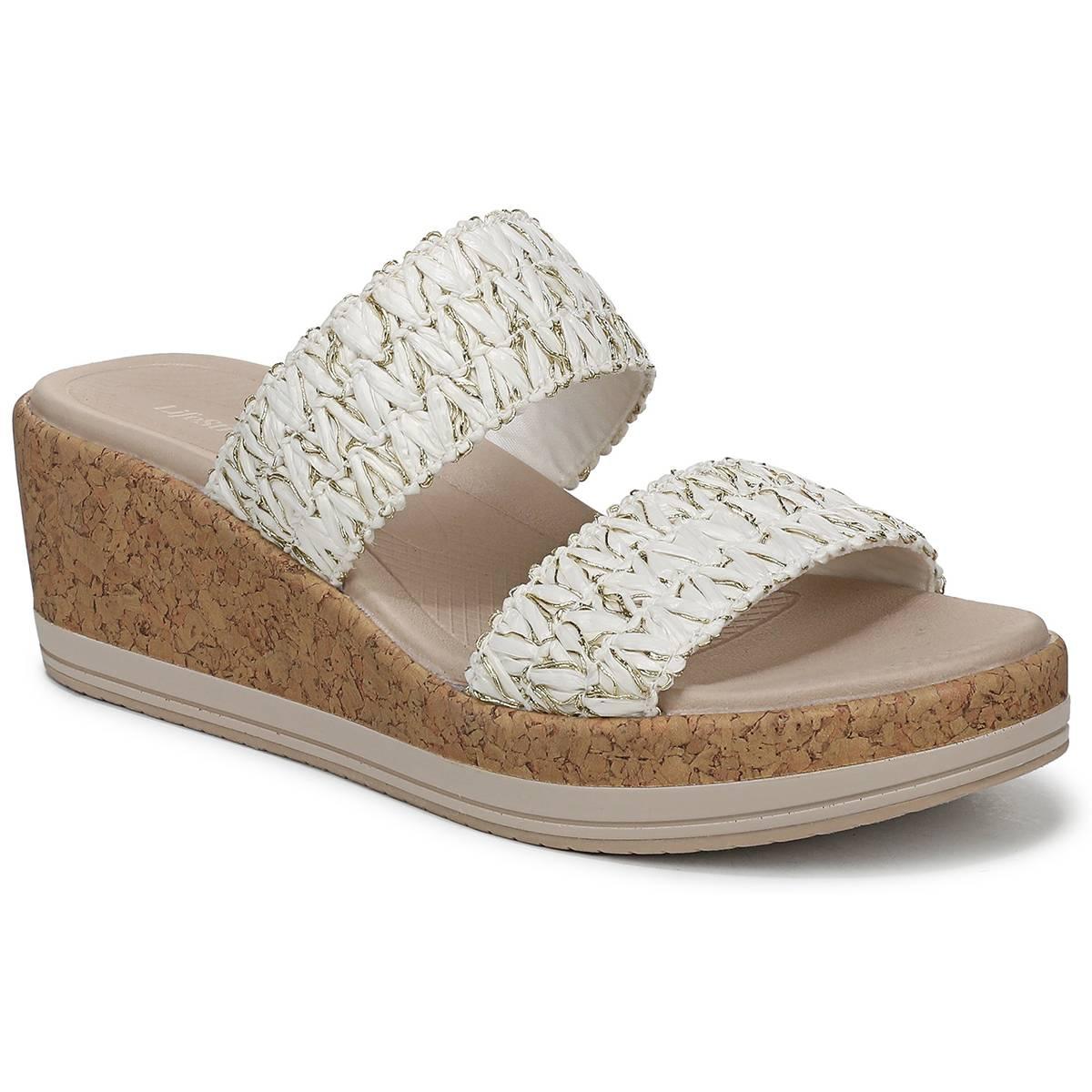 LifeStride Womens Resort Slide Wedge Sandals - Blue Multi