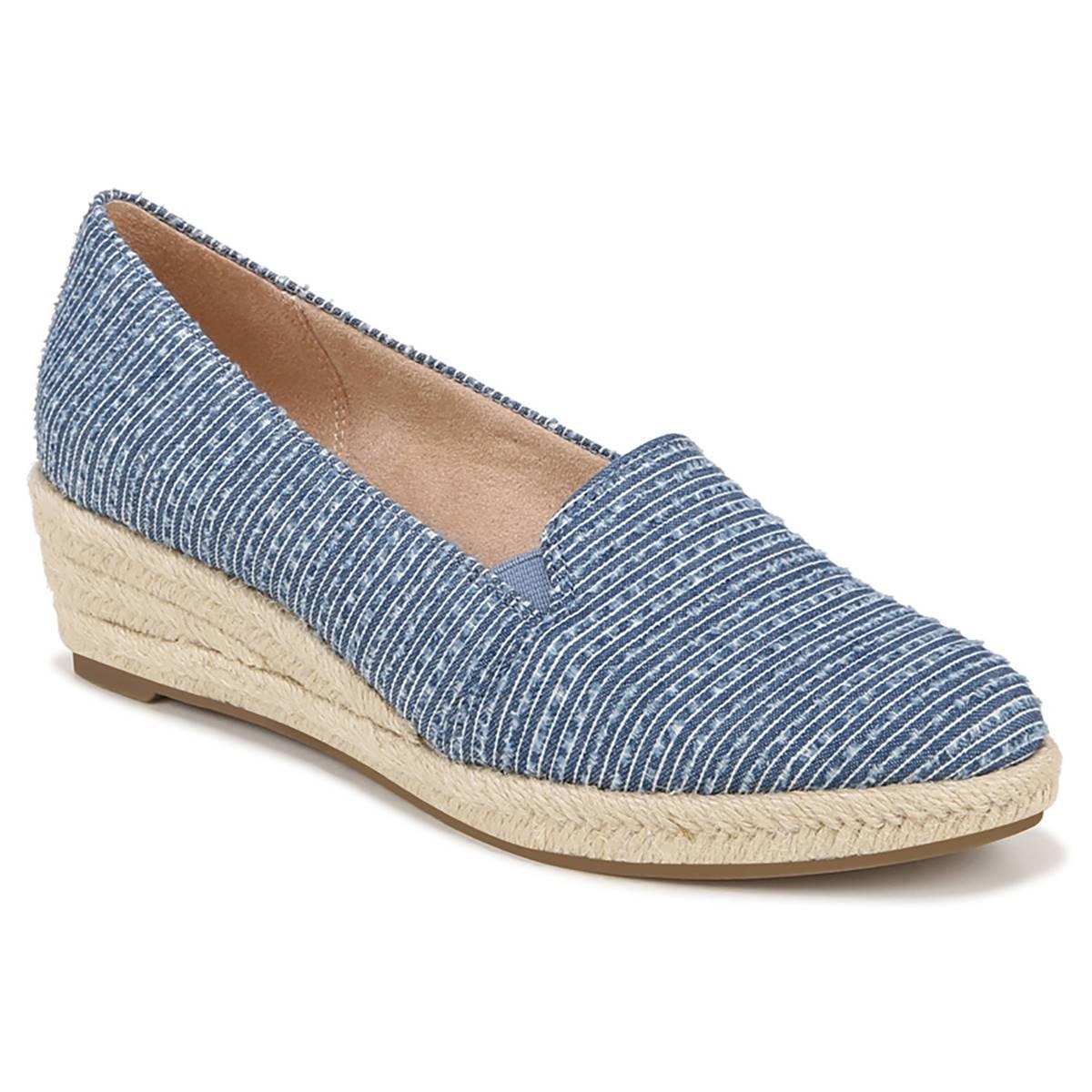 LifeStride Womens Kamilla Wedge Espadrilles - Black Fabric