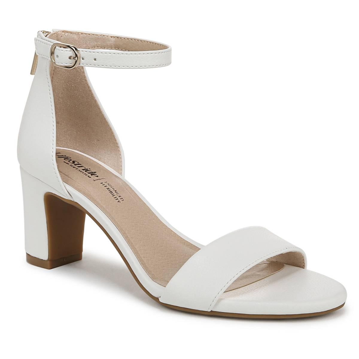 LifeStride Womens Florence Two Piece Block Heel Ankle Strap Sandals - Bronze Faux Leather