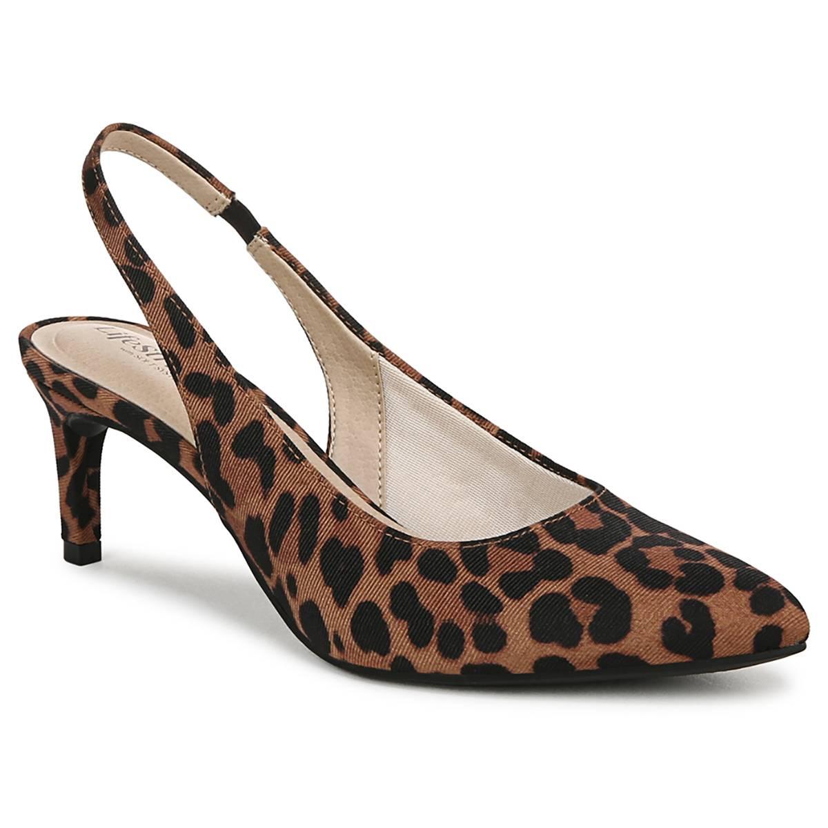 Womens LifeStride Annalise Leopard Slingback Heels