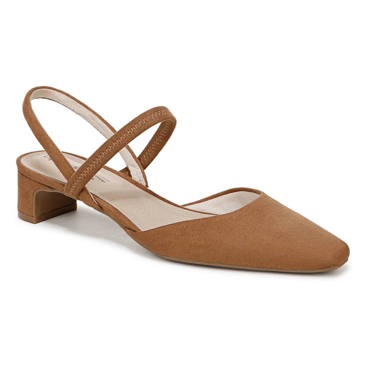 LifeStride Womens Lainey Pointed Toe Block Heel Pumps - Whiskey Tan Fabric