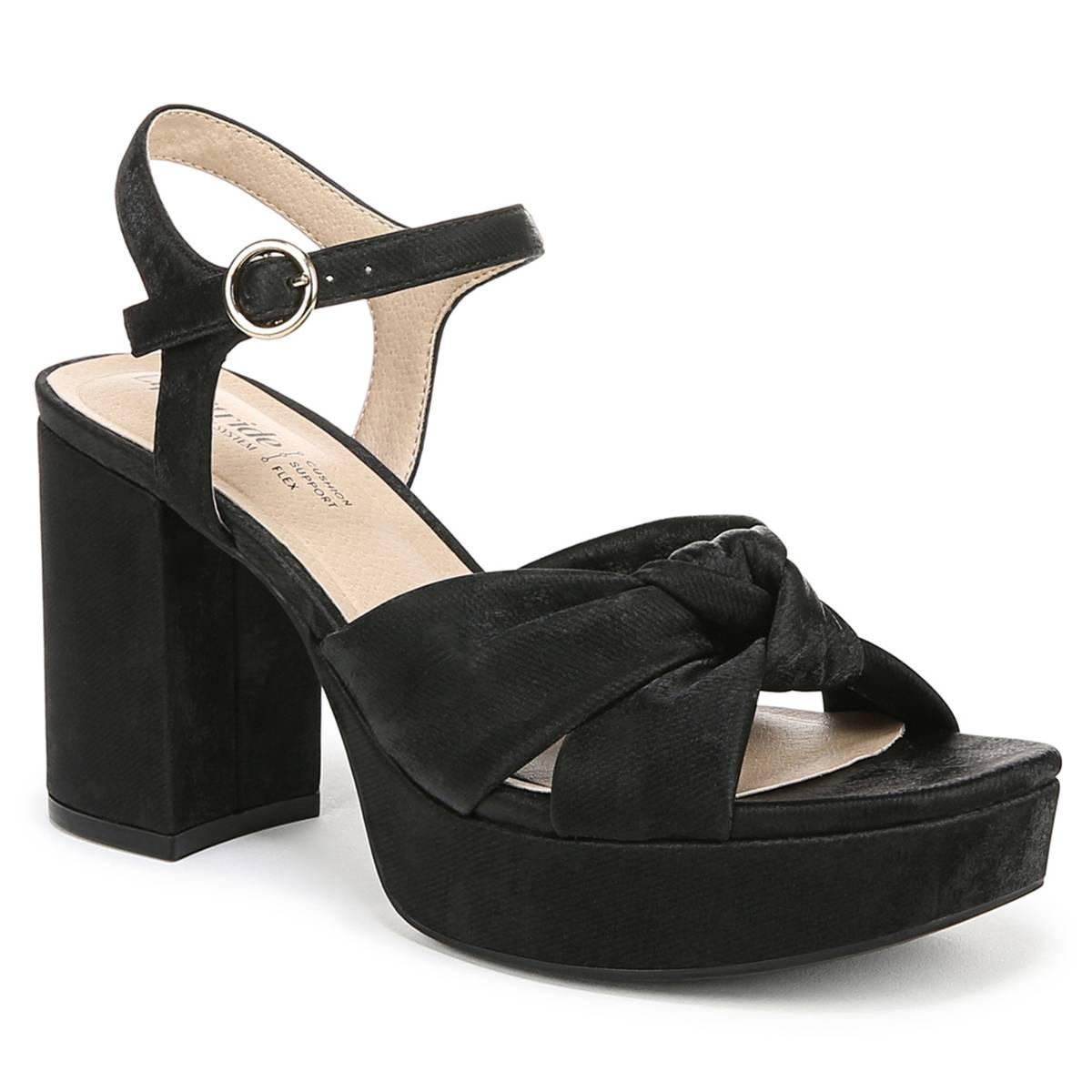 LifeStride Womens August Square Open Toe Platform Sandals - Bone Faux Leather