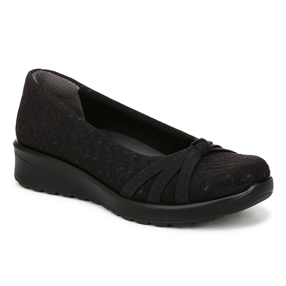 LifeStride Womens Gem 2 Washable Round Toe Ballerina Flats - Grey Floral Dot Fabric