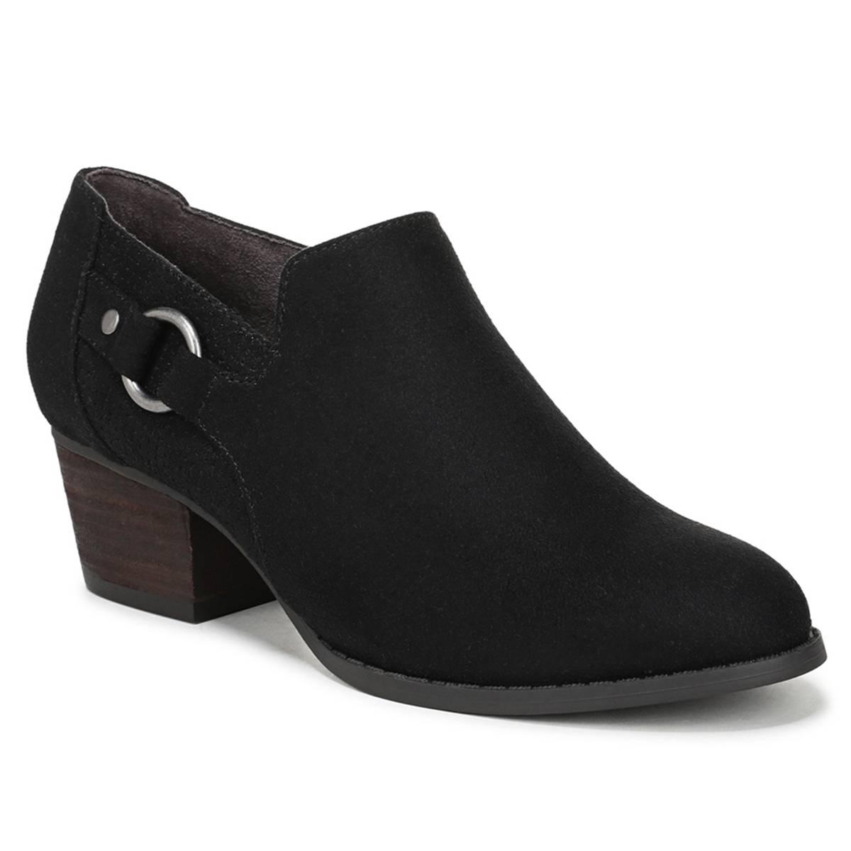 LifeStride Womens Brianna Zipper Short Booties - Jet Black Microsuede