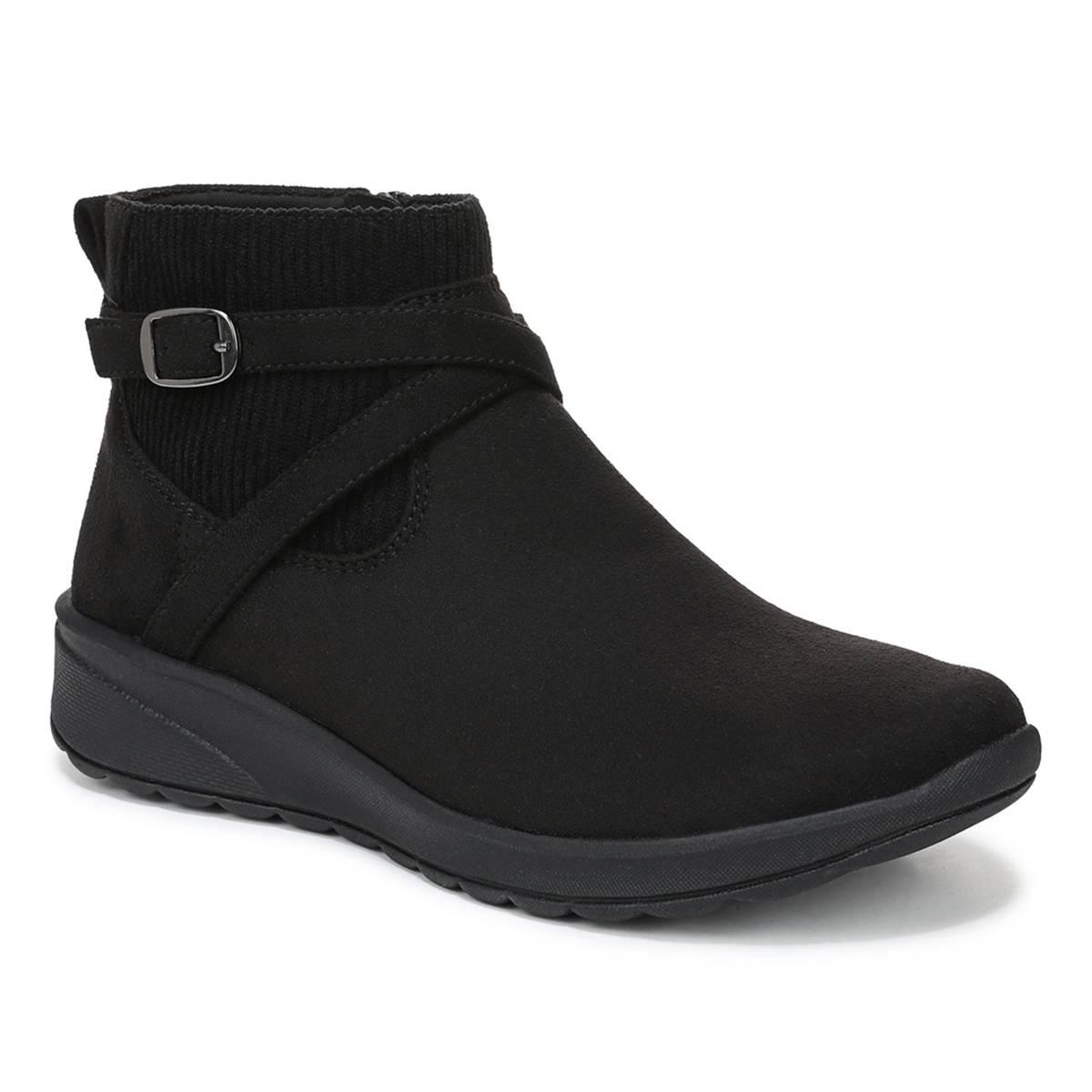 LifeStride Womens Gates Washable Zipper Short Booties - Black Microsuede