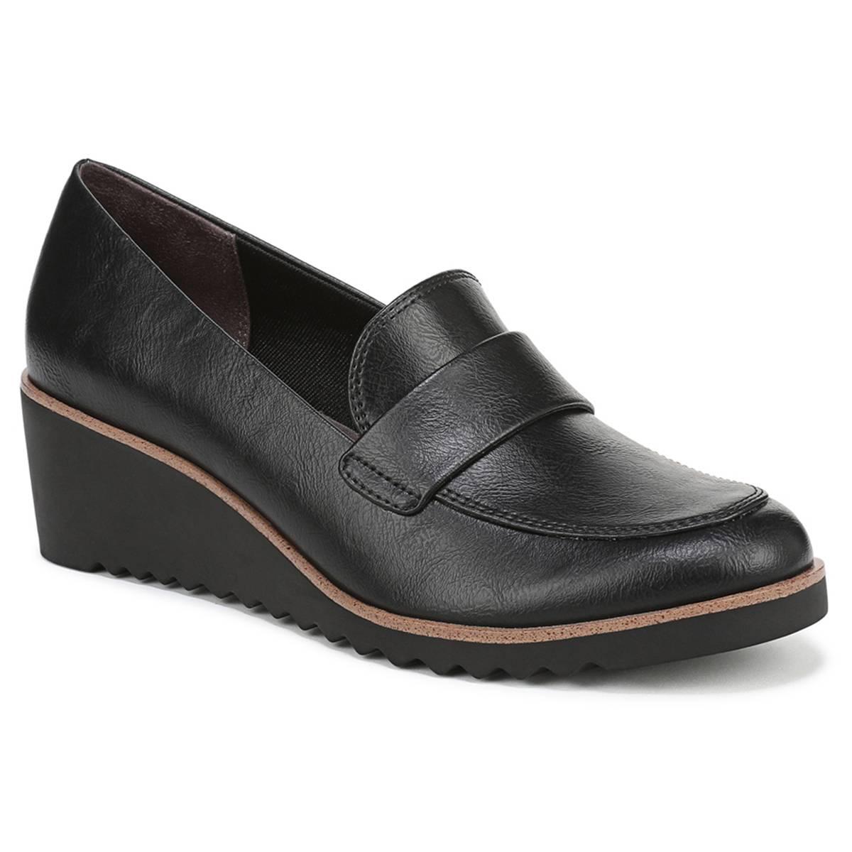 LifeStride Womens Zed 2 Round Toe Loafers - Black Faux Leather