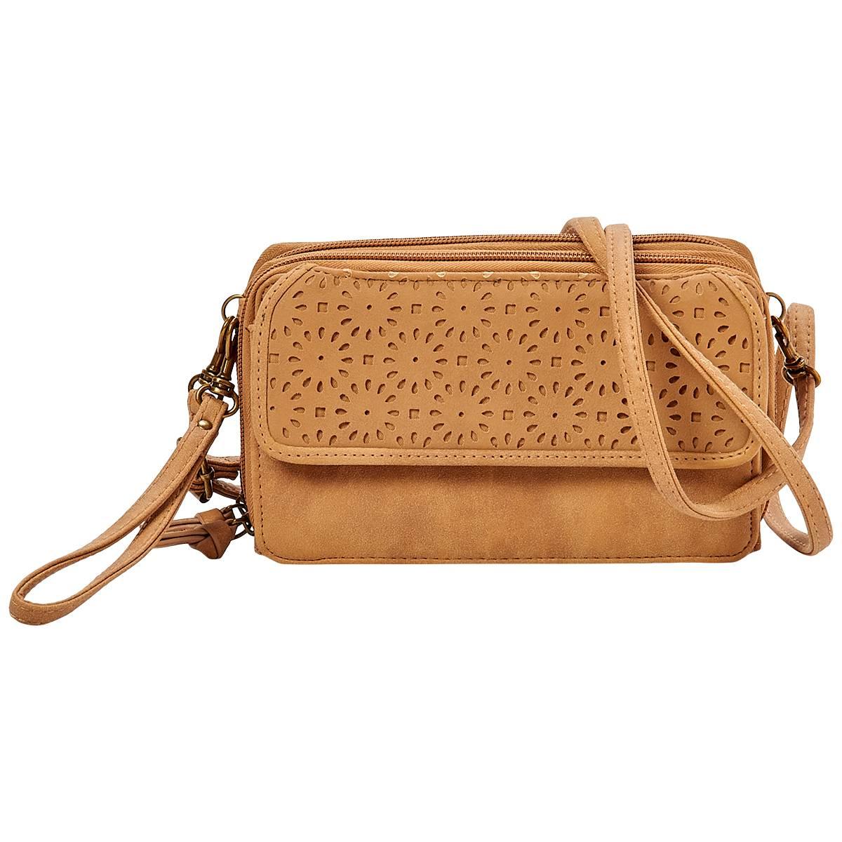 Click here for Bueno Geometric Flower Perforated Crossbody Wallet prices