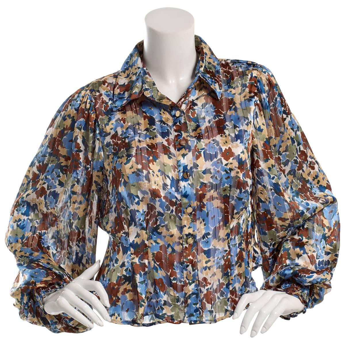 Click here for Juniors A. Byer Floral Button Front Smock Cuff Sle... prices