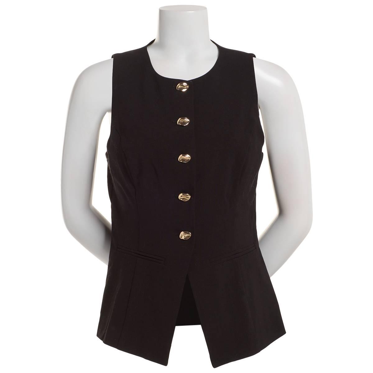 Bcx Juniors Round-Neck Button-Up Top - Black