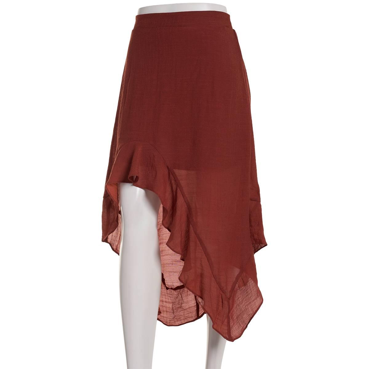 Click here for Juniors A. Byer Ruffle Trim Asymmetrical Hem Skirt prices