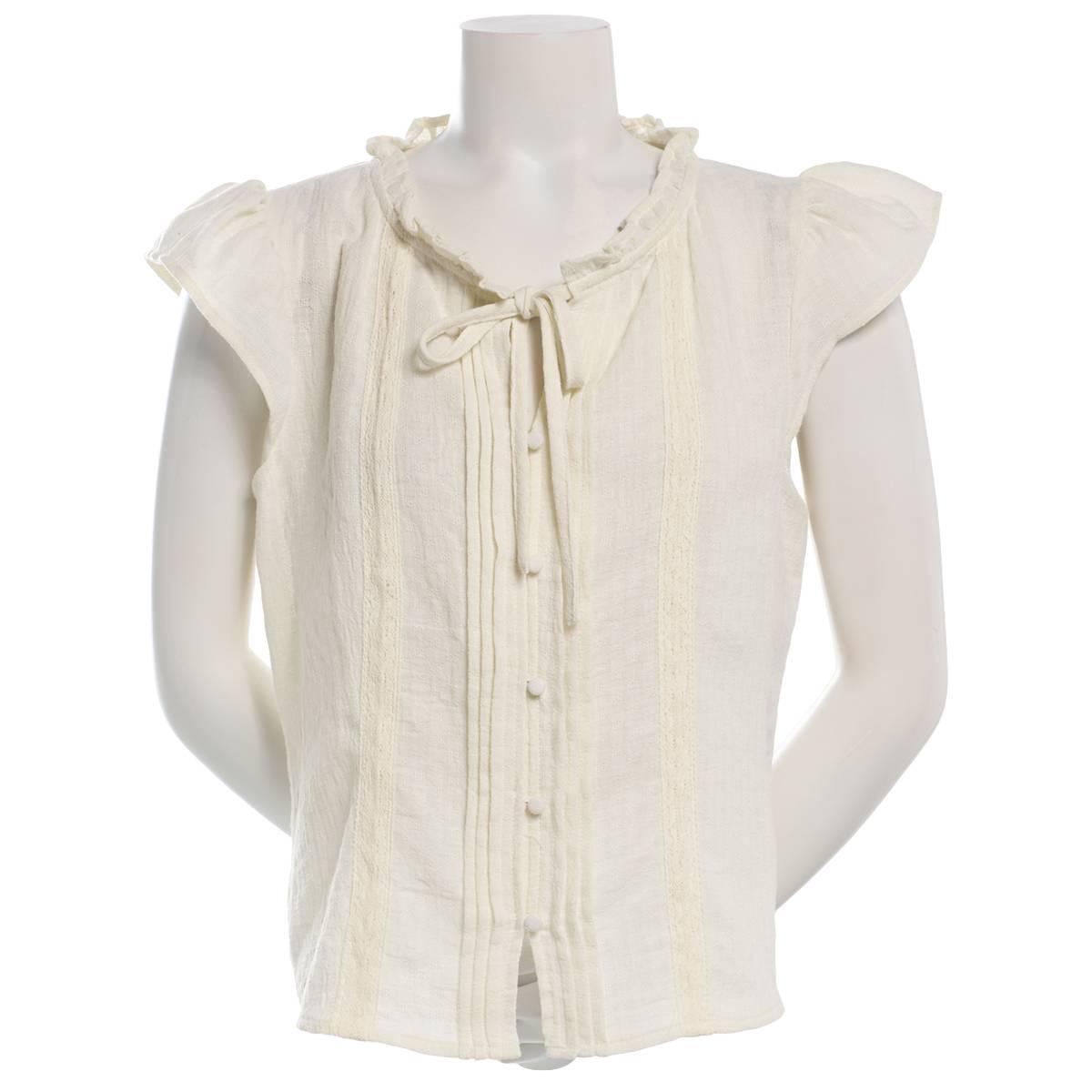 Click here for Juniors A. Byer Flutter Sleeve Babydoll Tie Neck B... prices