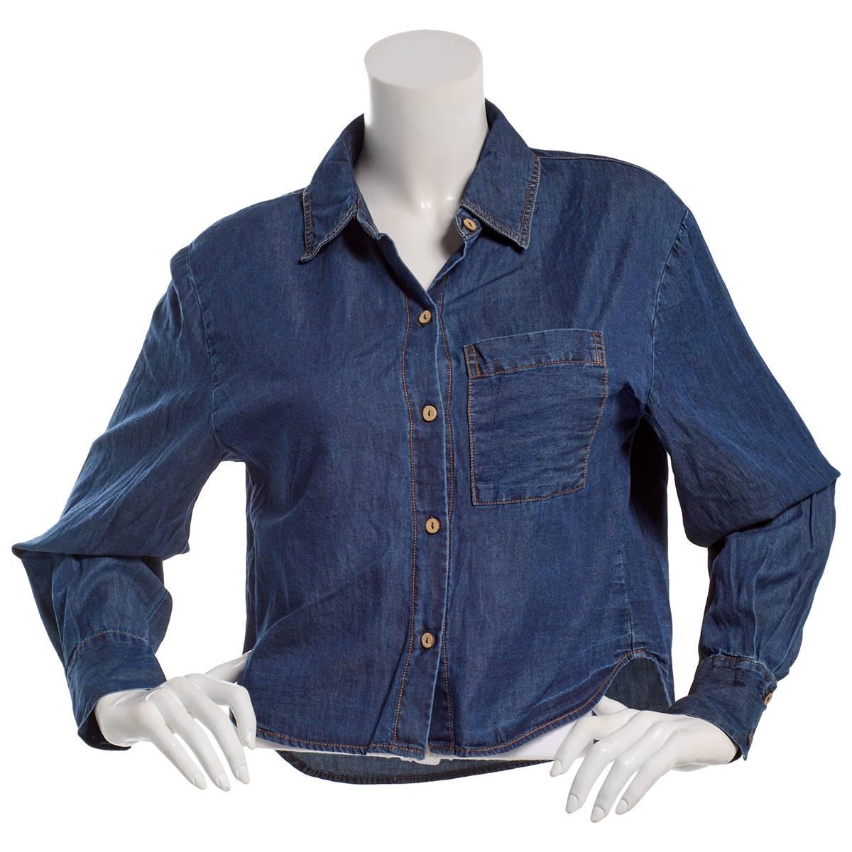 Click here for Juniors A. Byer Stretch Denim Button Up Shirt prices