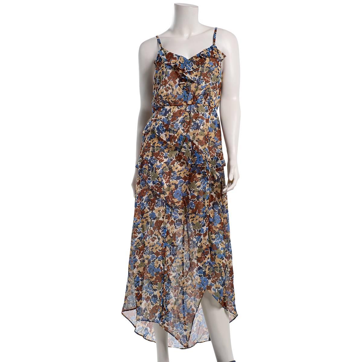 Click here for Juniors A. Byer Floral Asymmetrical Ruffle Side Sl... prices
