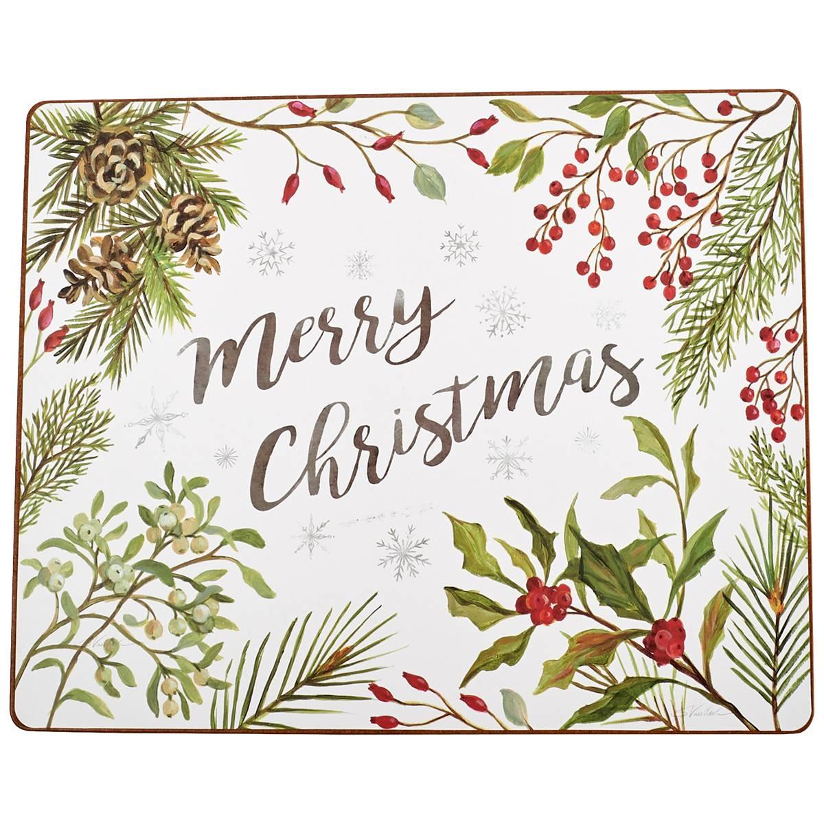 Click here for Merry Christmas Greenery Hardboard Placemat - 13x1... prices