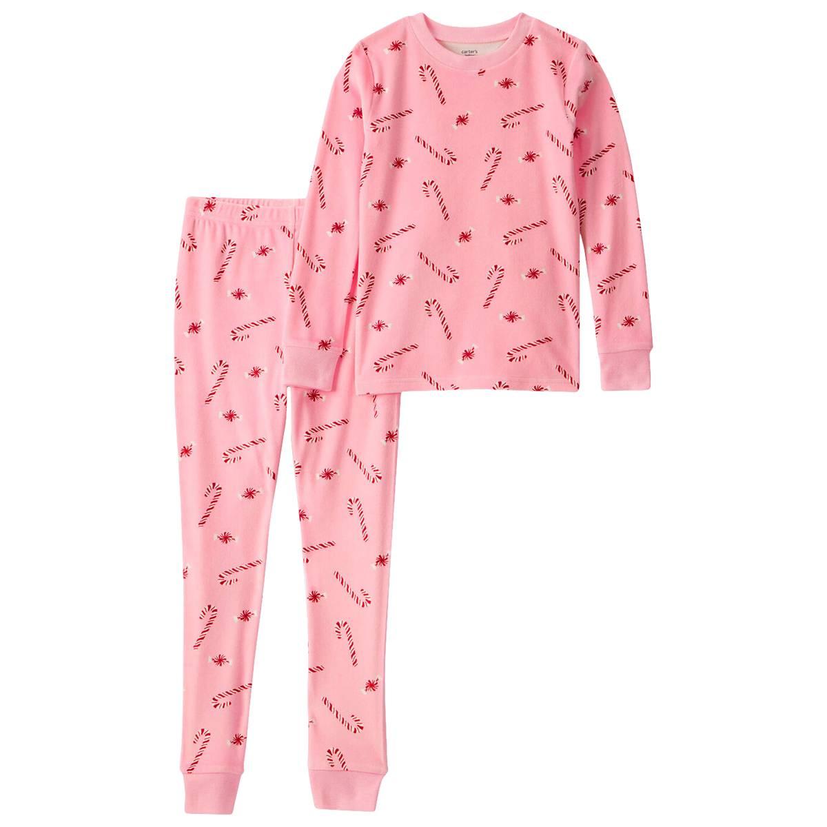 Click here for Girls Carters Peppermint & Candy Cane Velboa Pajam... prices