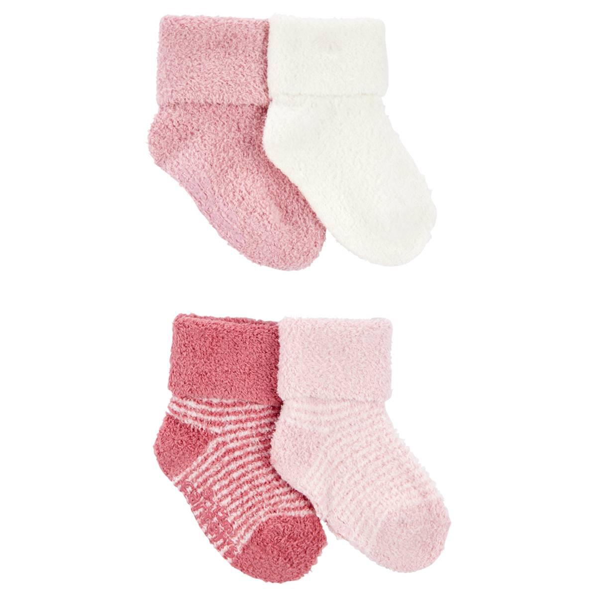 Carters Baby Girls 4-Pk. Chenille Foldover-Cuff Booties - Pink