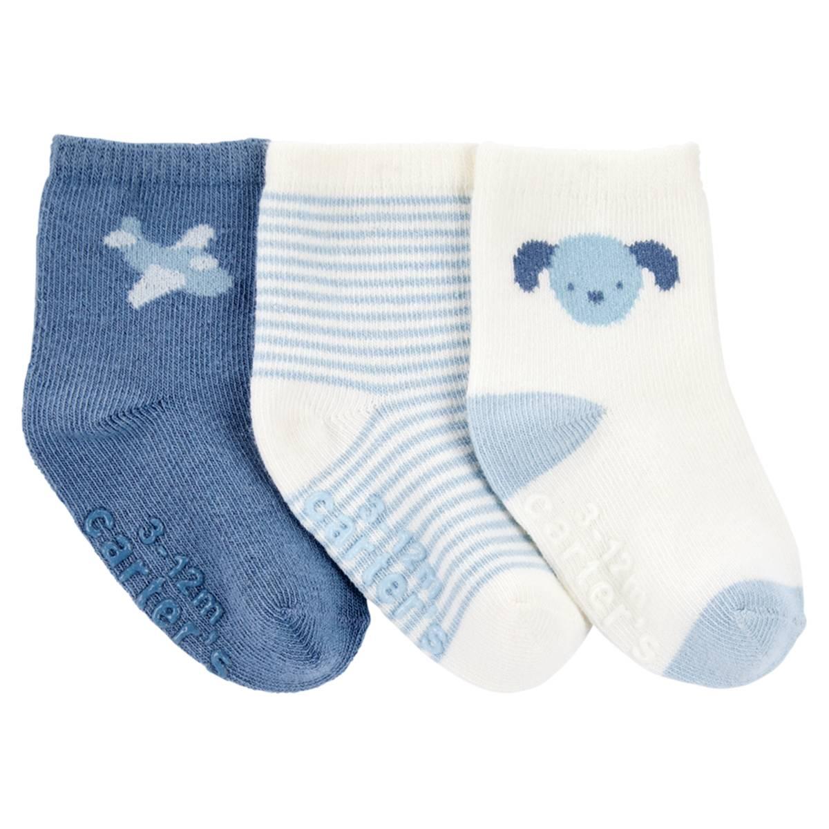 Carters Baby Boys 3-Pk. Puppy Ankle Socks - Blue